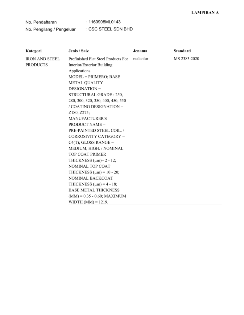 CRT – M METAL (M) SDN. BHD.